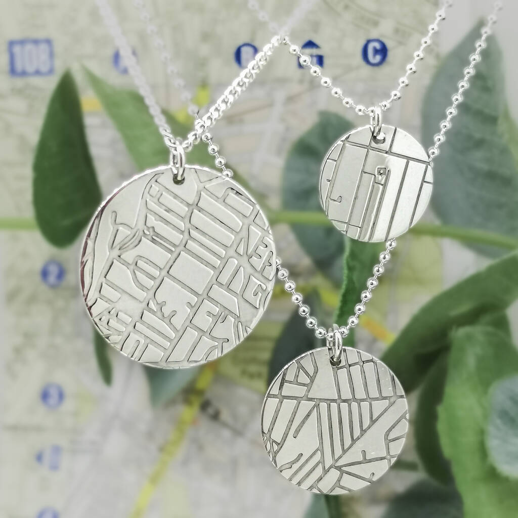 Custom Street Map Recycled Silver Necklace By Scarlett Off The Map ...