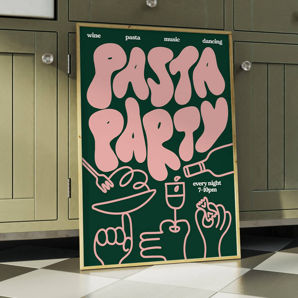 Pasta Party Print By Lost In Music Prints
