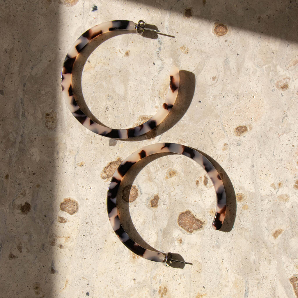 Large Light Tortoise Shell Hoop Earrings By Amber & Orange ...