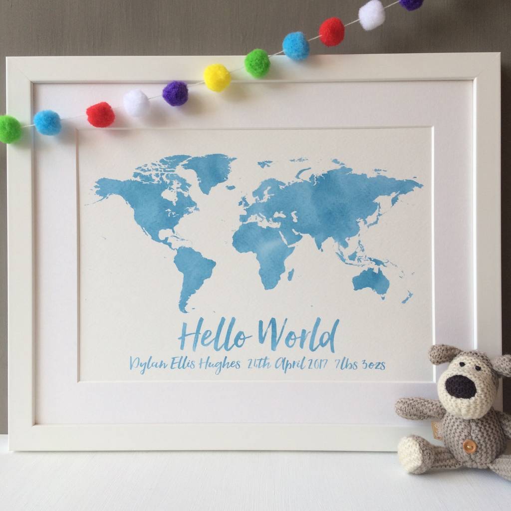 personalised baby hello world print by pluen | notonthehighstreet.com