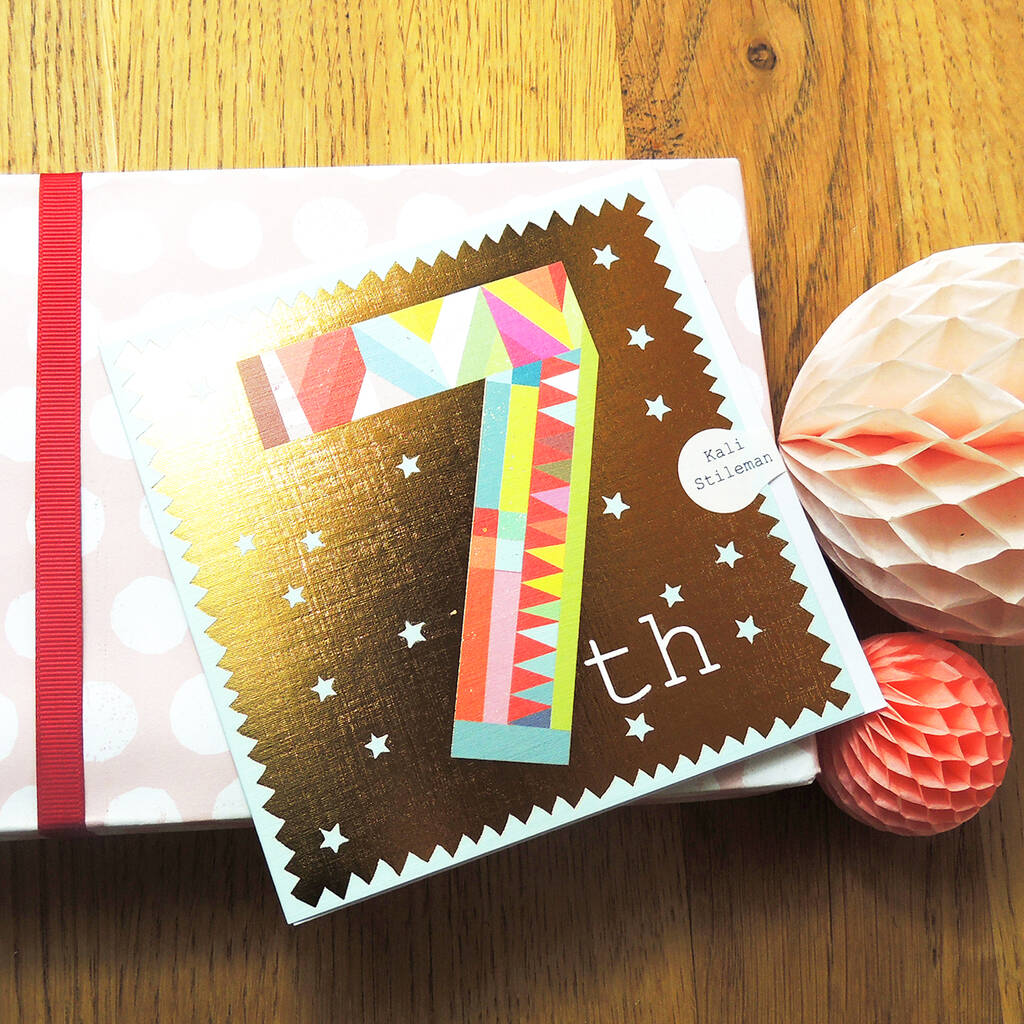 Gold Foiled Number Seven Card By Kali Stileman Publishing