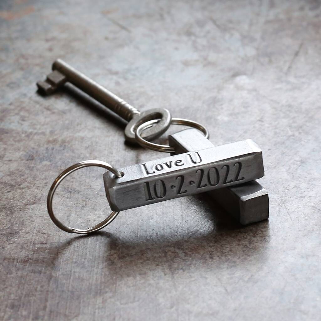 Personalised Steel Bar Keyring For 11th Anniversary By Coach House ...