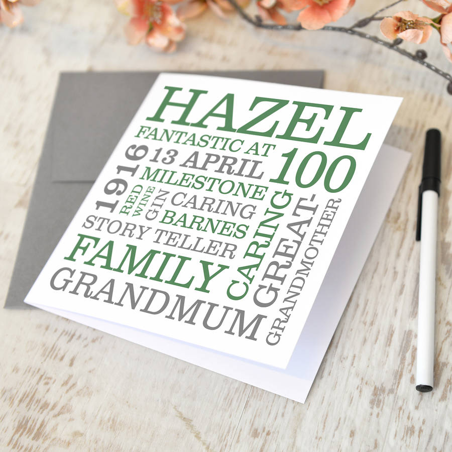 personalised 100th birthday word art cushion by a type of design ...