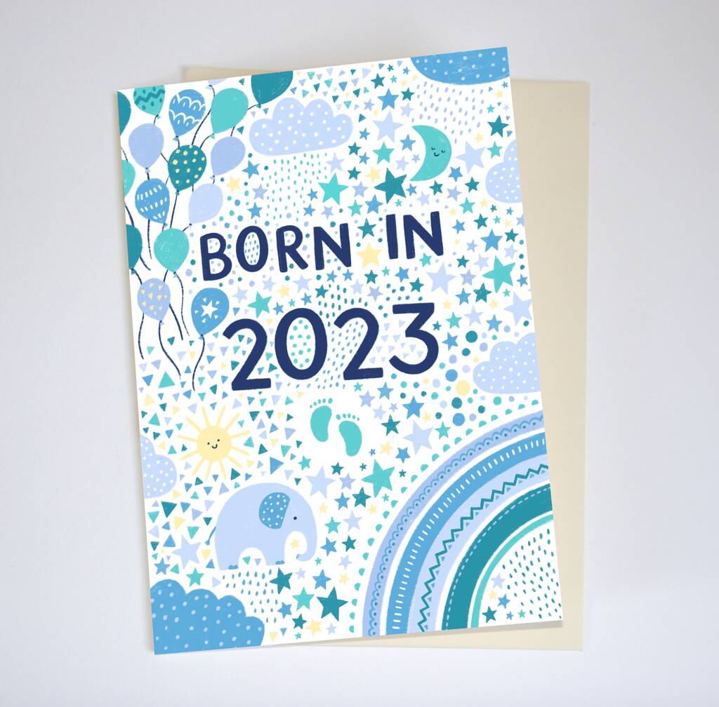 Blue Baby Boy New Baby Born In 2023 Card By Emma Randall ...