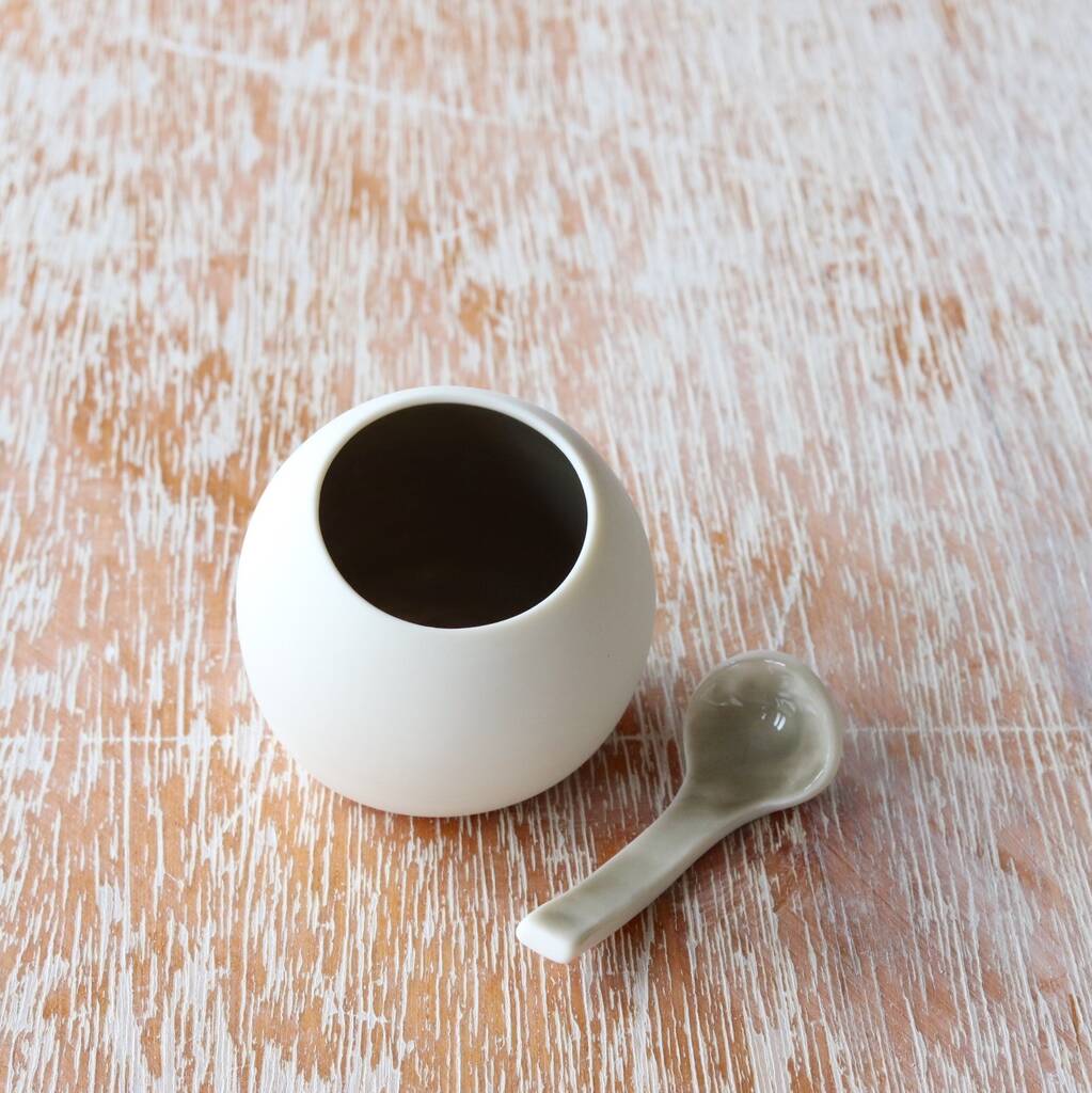 winter porcelain salt pig and spoon by penny spooner ceramics ...