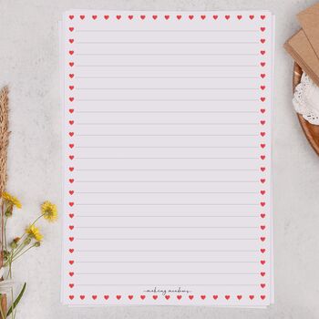 A5 Letter Writing Paper With Ditsy Heart Border By Making Meadows ...