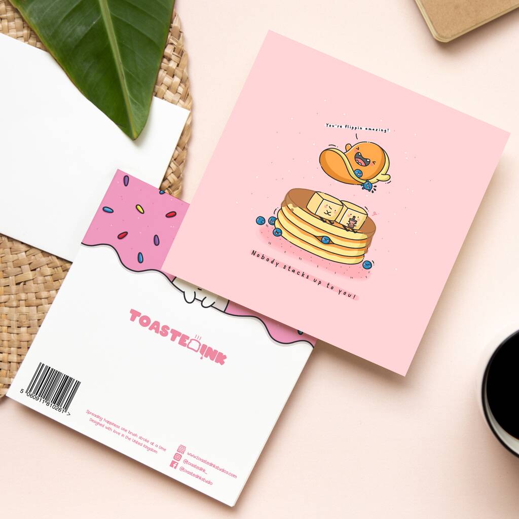 Cute Pancakes Greetings Card By Toastedink
