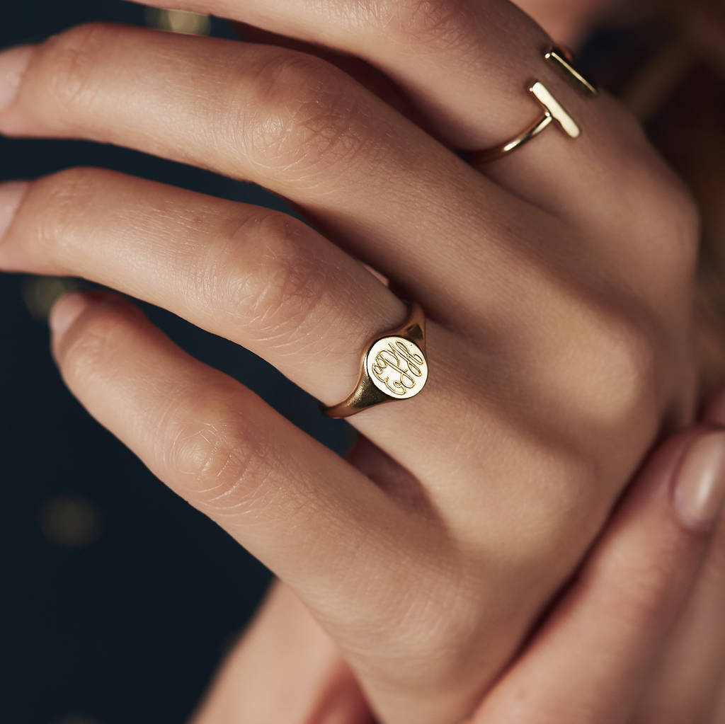 personalised monogrammed signet ring by posh totty designs ...