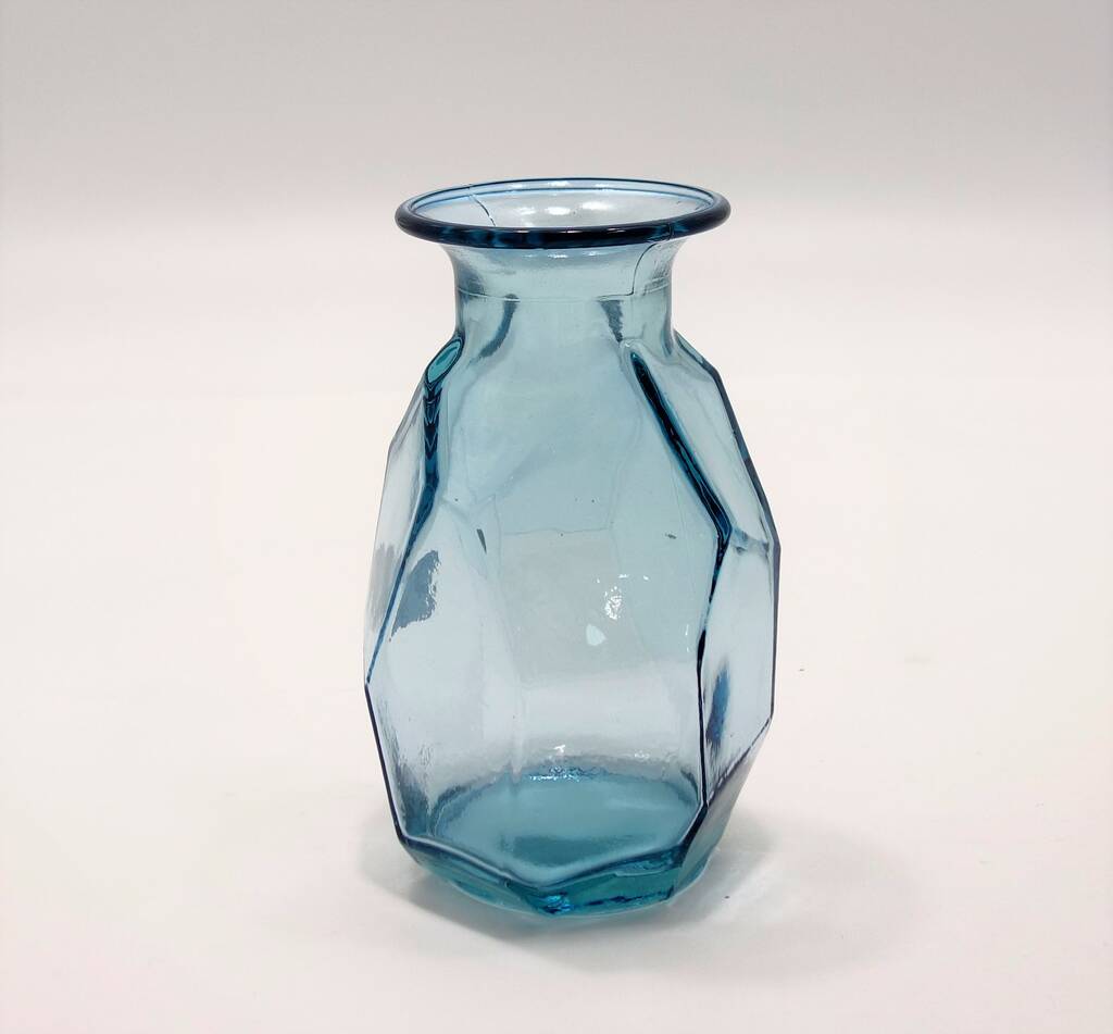 Recycled Glass Vase | 16cm Faceted | Six Colours By The Recycled ...