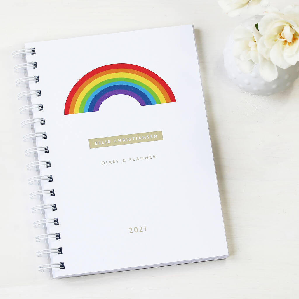 Personalised 2021 Diary With Rainbow By Designed | notonthehighstreet.com