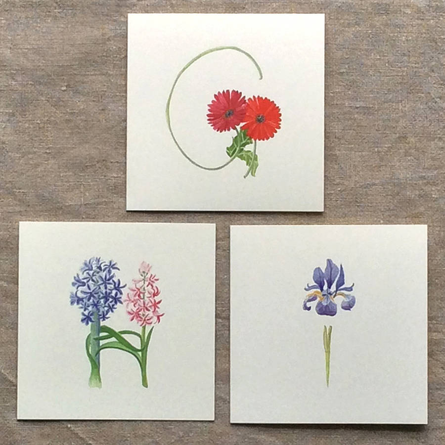 square flower letter greetings card by the botanical abc ...
