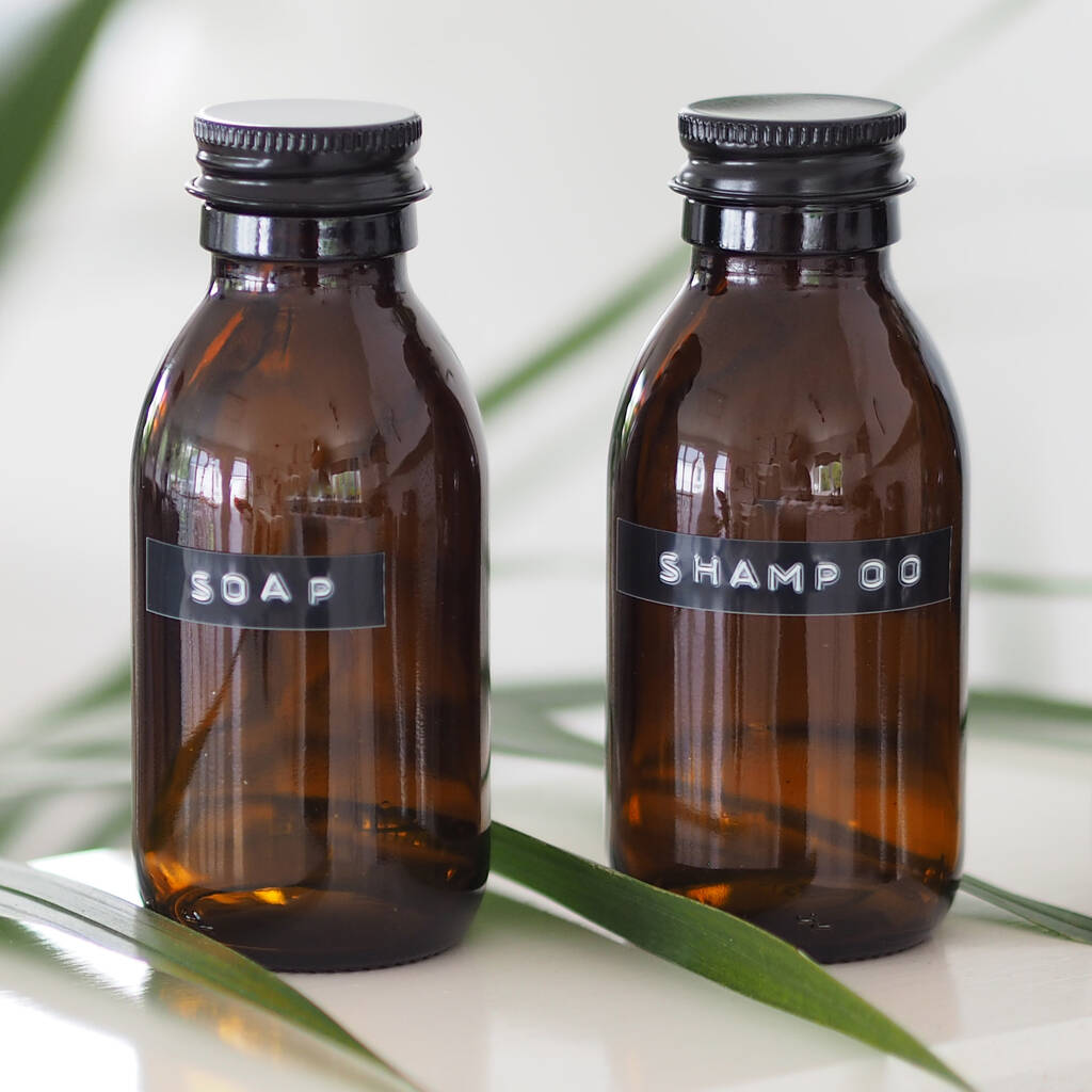 Refillable Amber Glass Bottle With Personalised Label By Oikku 