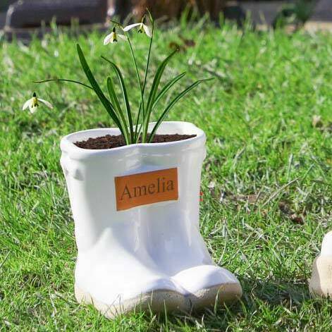 Personalised Mini White Welly Boot Planter By Dibor ...