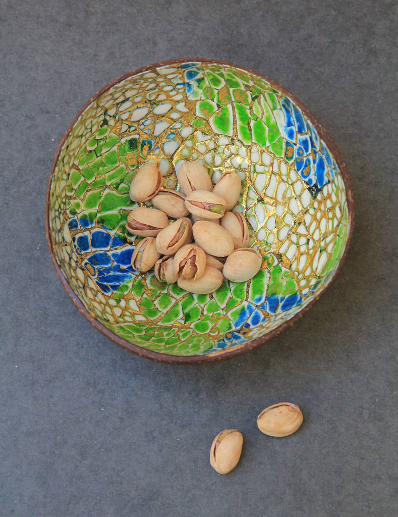 gold pattern coconut shell snack bowl by lotus direct ...