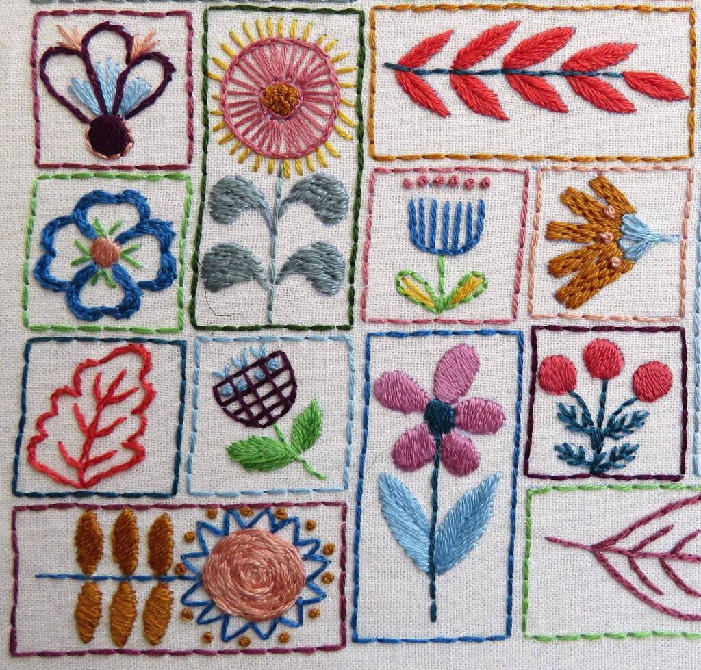 Flowery Folk Hand Embroidery Pattern Digital Product By Stitchdoodles