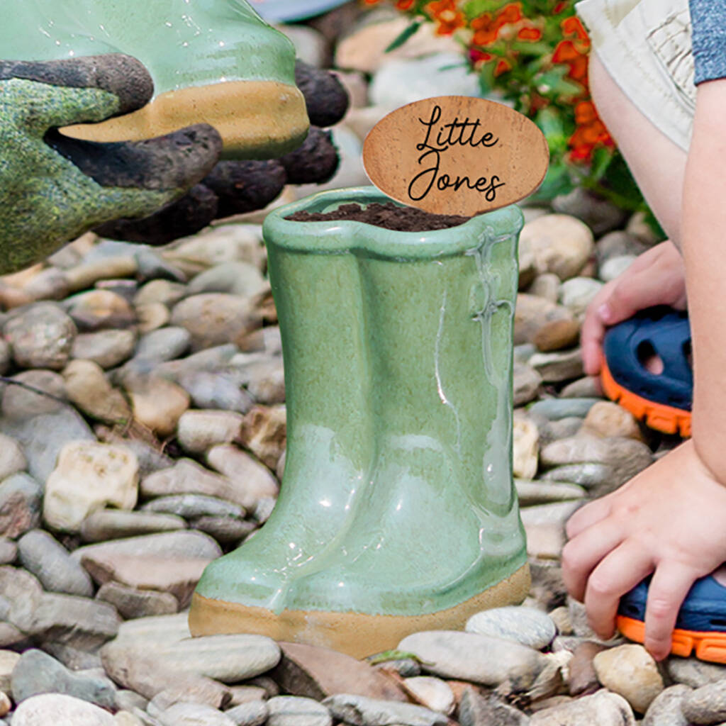 Personalised Mini Welly Boot Garden Planters By Dibor ...