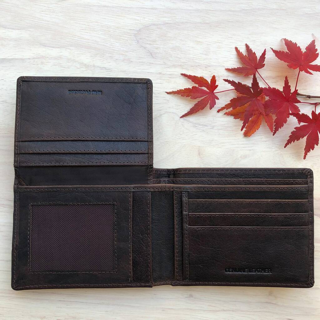 Men's Brown Buffalo Leather Wallet Rfid Protected By Holly Rose ...