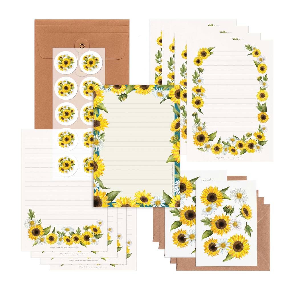 Sunflowers Writing Set By Paper Willow