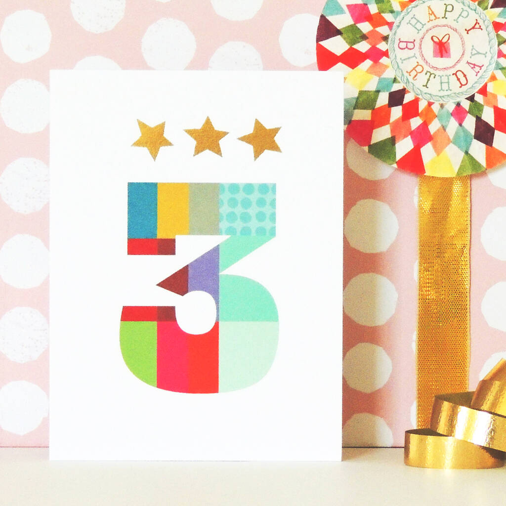 Mini Gold Star Number Three Card By Kali Stileman Publishing