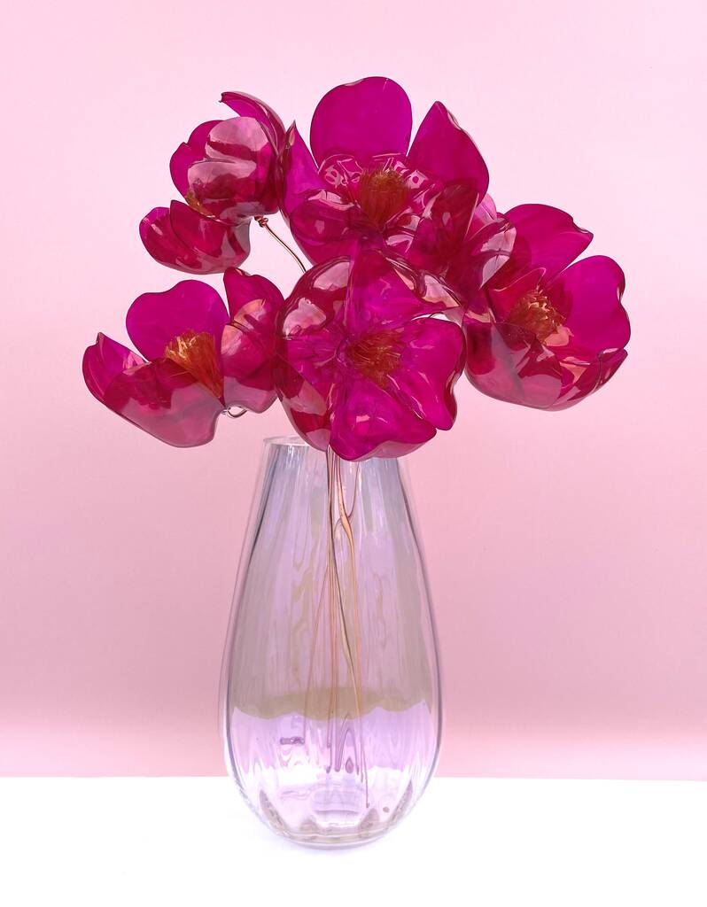 Hot Pink Bouquet Recycled Plastic Bottle Flowers By Aimee Maxelon Art