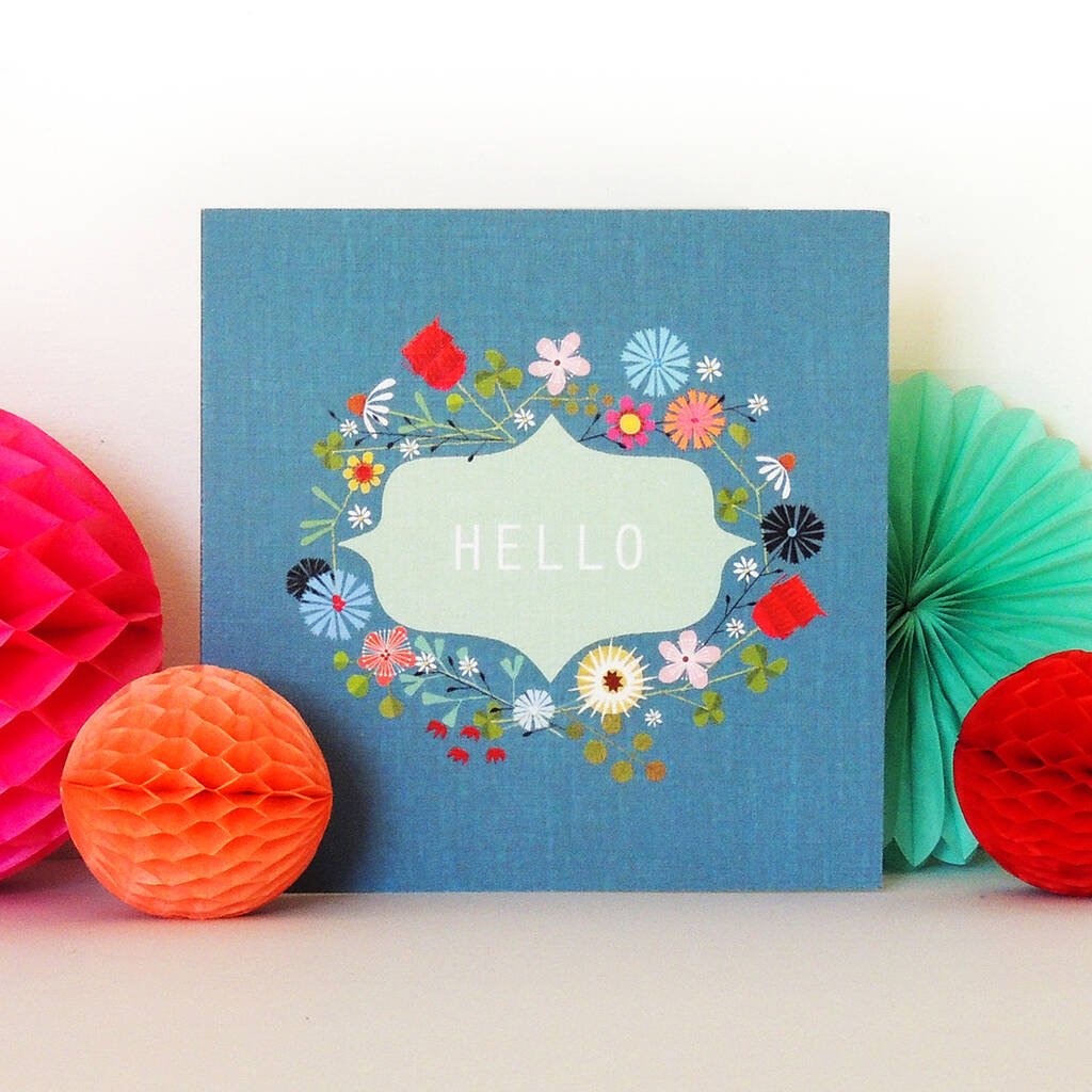 Floral Hello Greetings Card By Kali Stileman Publishing