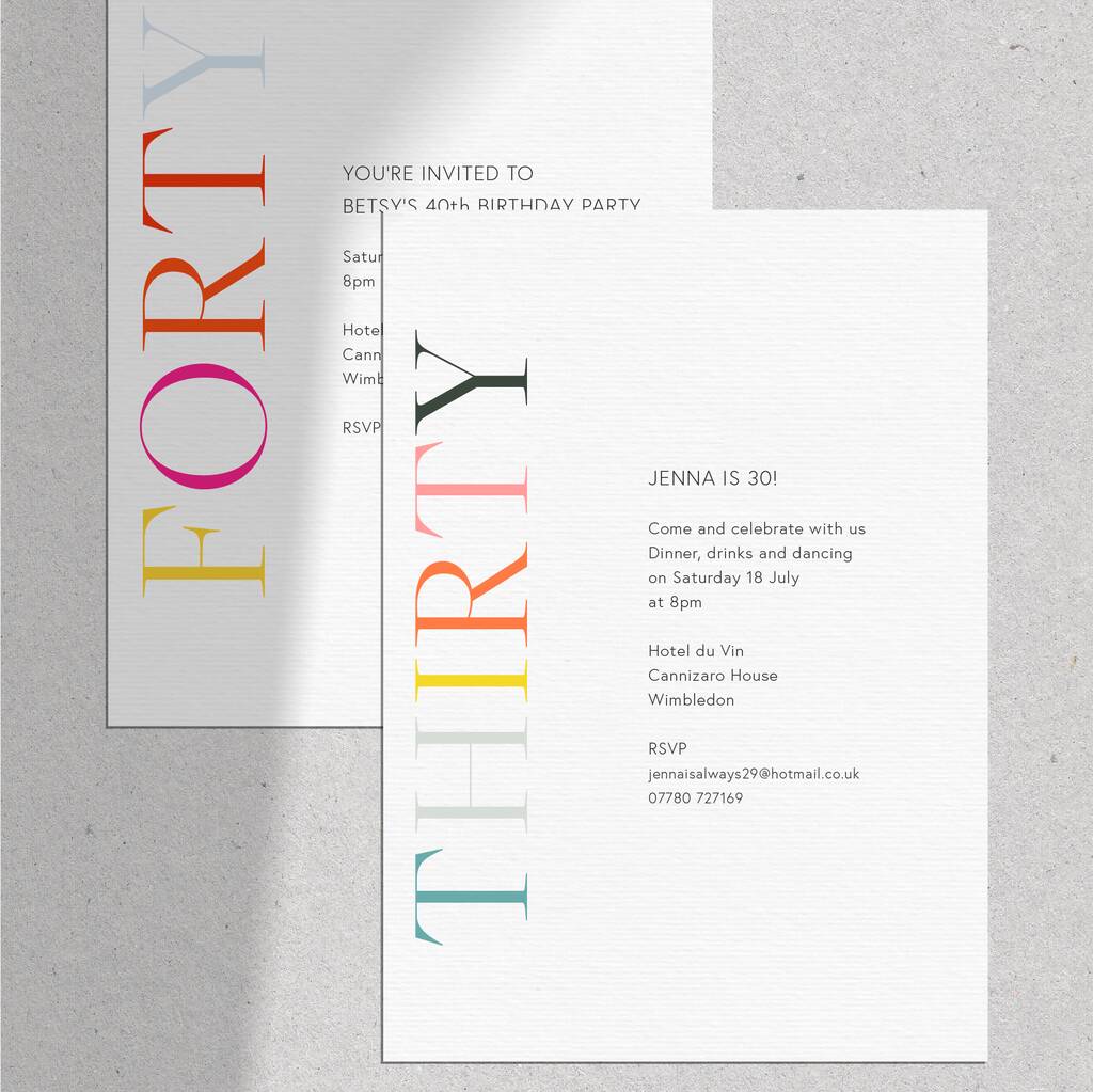 20 Decade Personalised Birthday Party Invitations By Moaglea ...