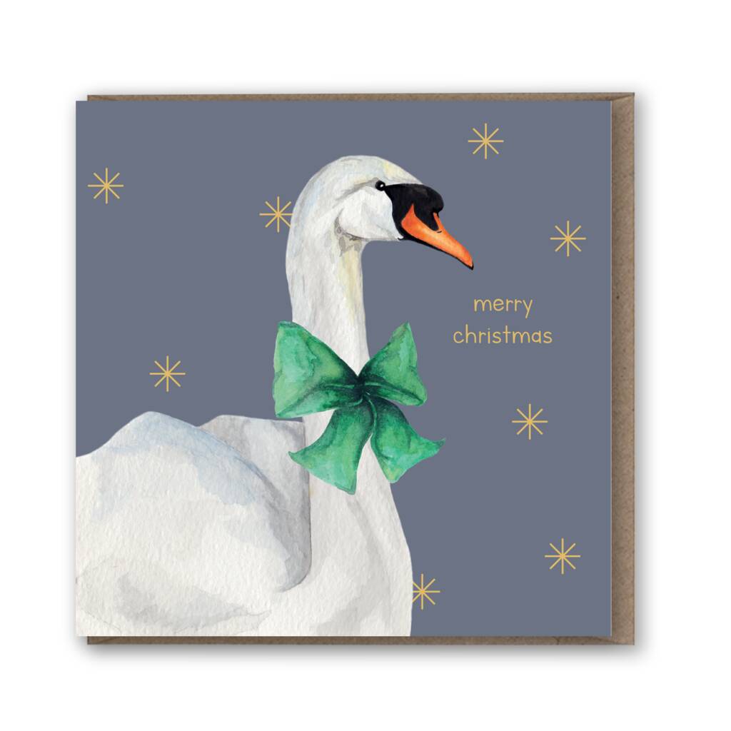 Gold Foil Swan Christmas Card By lil wabbit | notonthehighstreet.com