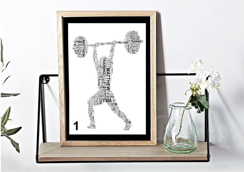 weightlifter personalised word art print by unique word art ...