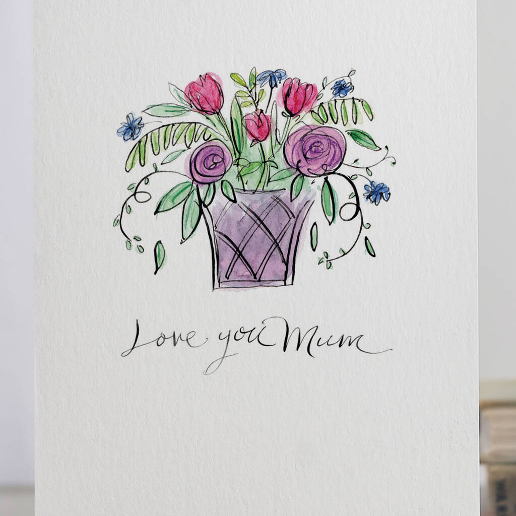 'Love You Mum' Flowers Card By Gabrielle Solly Illustration ...