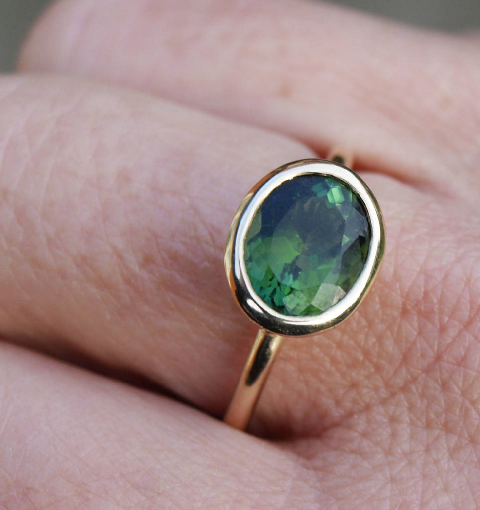 Green Tourmaline Ring In 14ct Yellow Gold By Karen Johnson ...