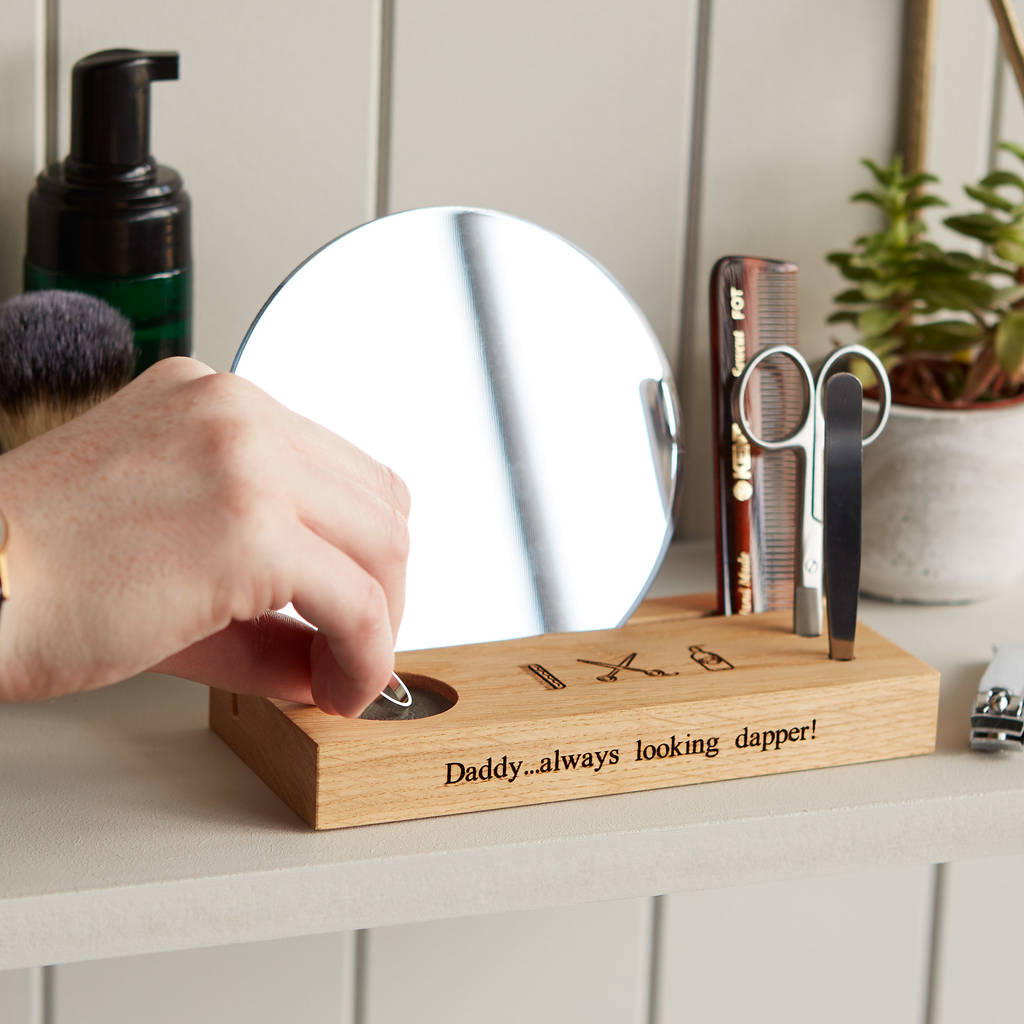 Gent's Grooming Mirror With Personalised Stand By MijMoj Design ...