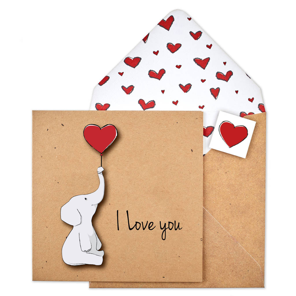 handmade love elephant personalised romance card by tache ...