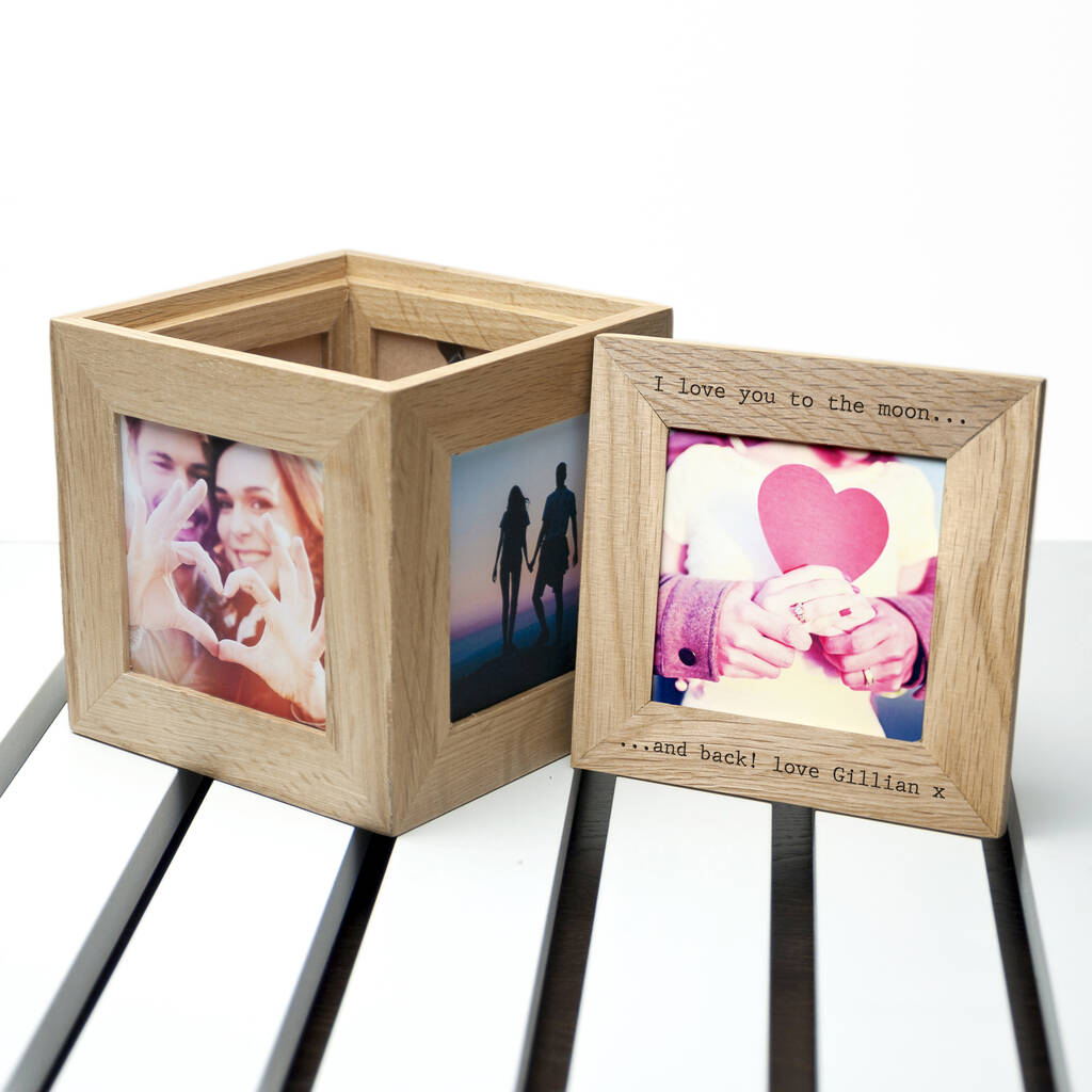 Personalised Oak Couples Photo Cube Keepsake Box By JUNGLEY | notonthehighstreet.com