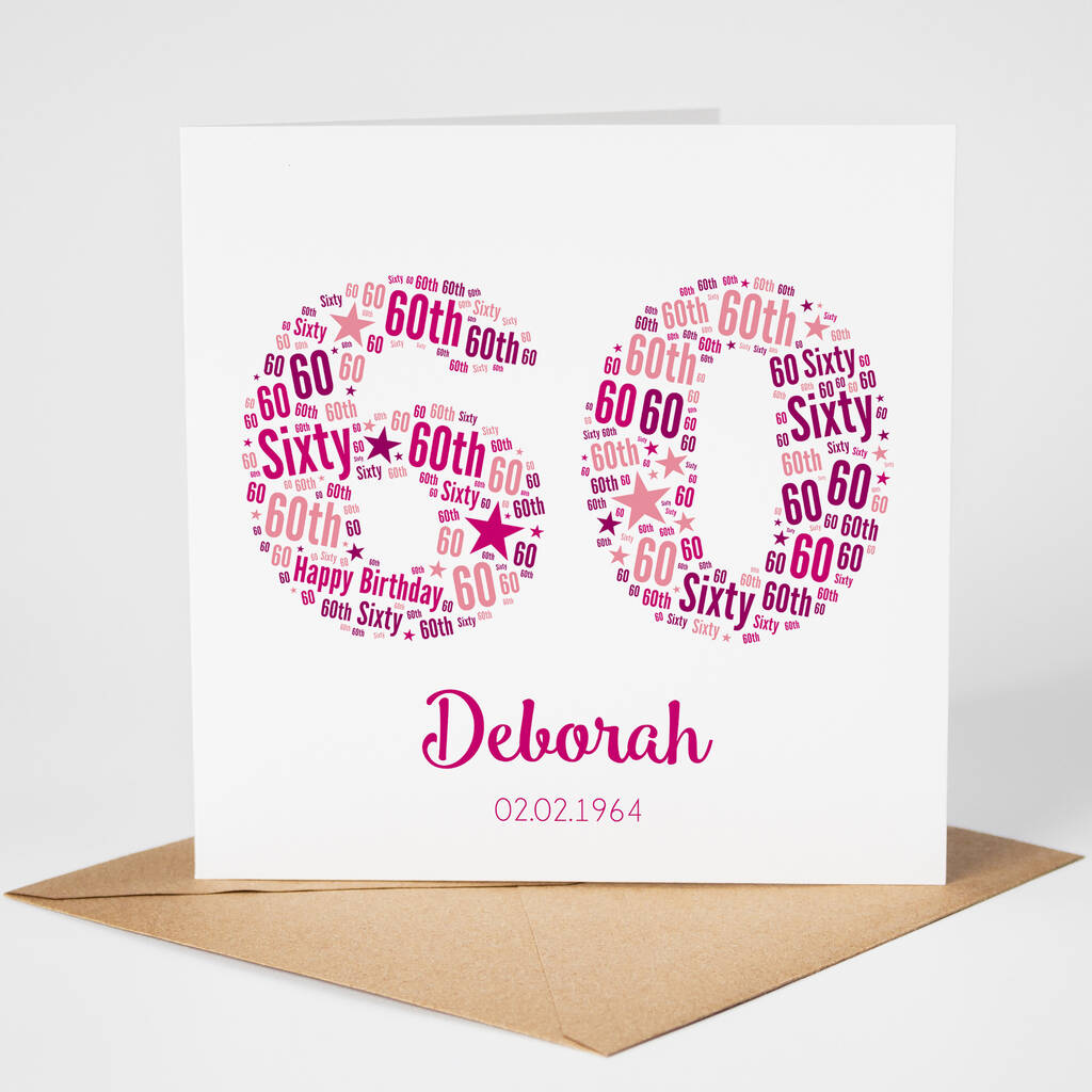 60th Birthday Card Personalised For Her By Hope and Love ...