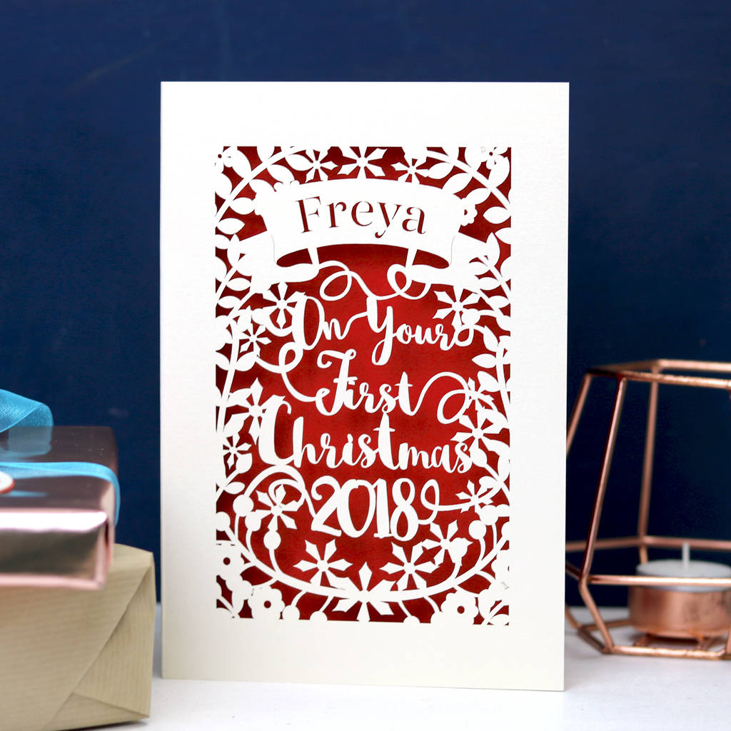 personalised 'first christmas' papercut card by pogofandango ...