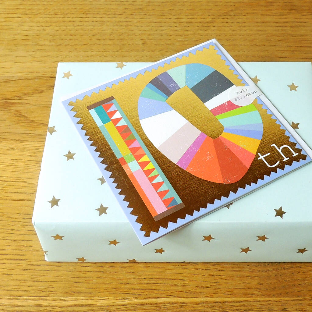 Gold Foiled Number Ten Card By Kali Stileman Publishing