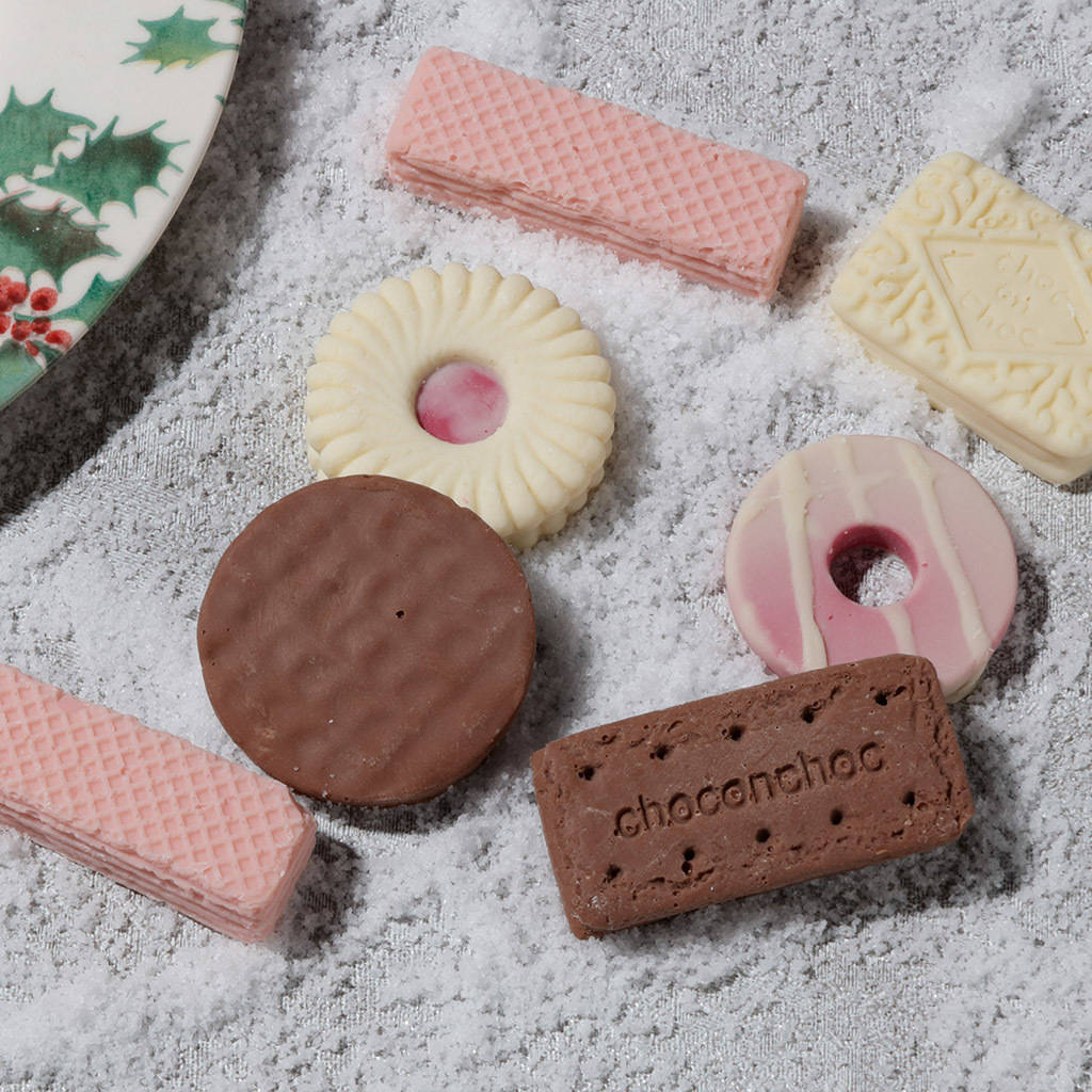 box of biscuit shaped chocolates by choc on choc | notonthehighstreet.com