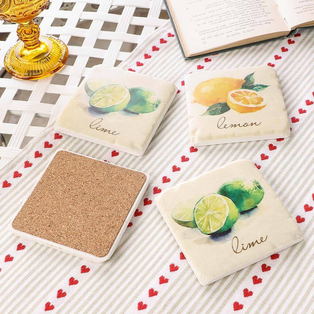 Set Of Four Botanical Citrus Ceramic Coasters By Dibor ...