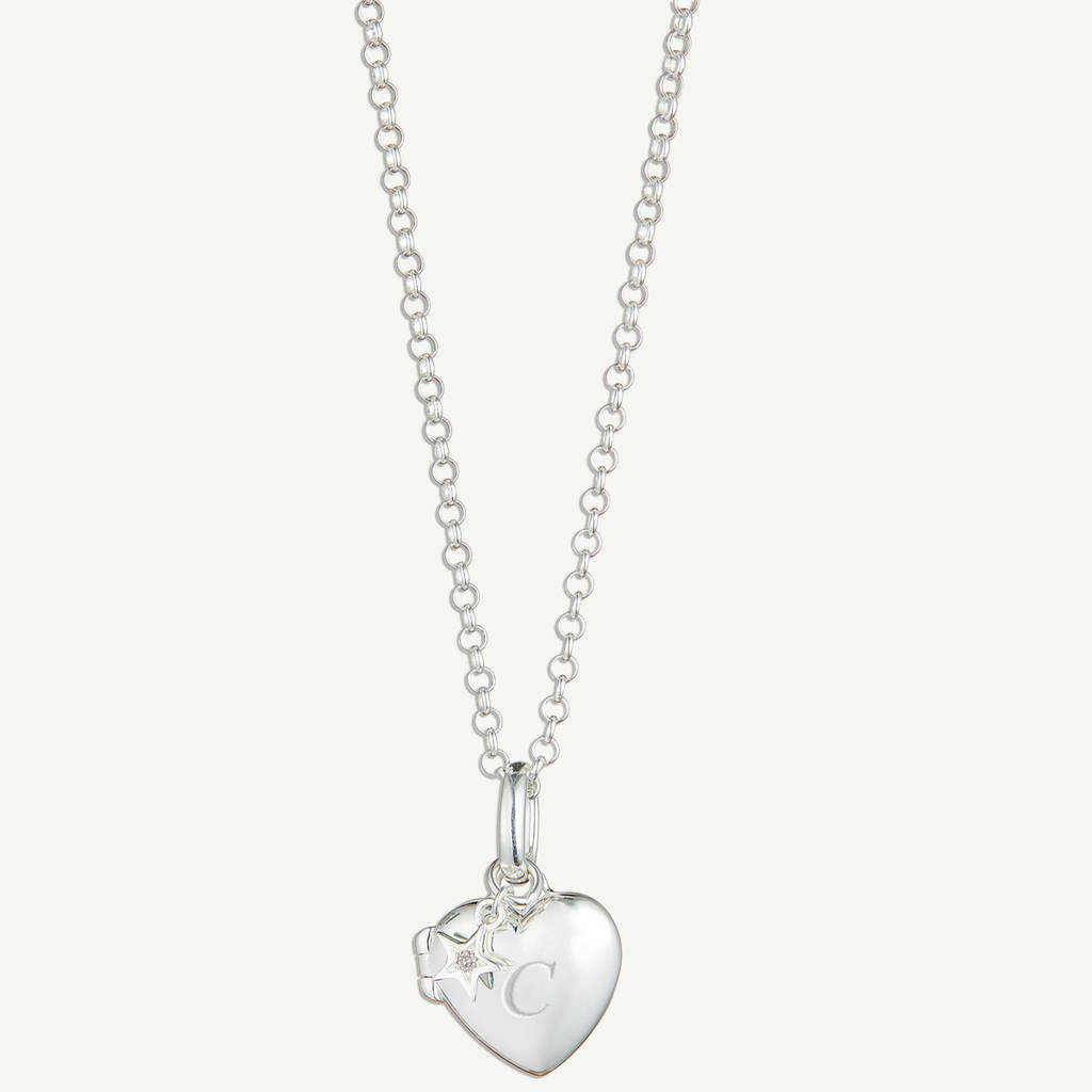 personalised small heart diamond locket by molly brown london ...