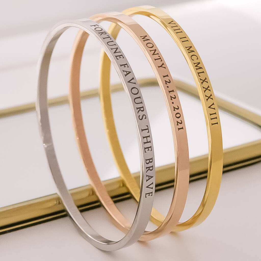Personalised Womens Bangle Names Dates Mottos By Florence London ...