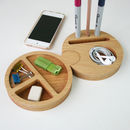Round Interlocking Solid Oak Office Desk Tidy By Wood Paper Scissors ...