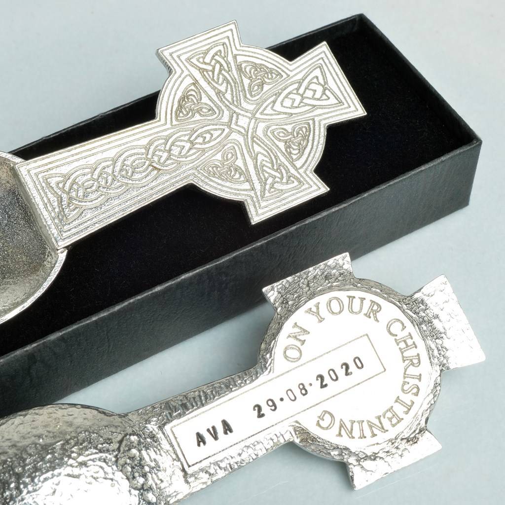 Personalised Pewter Christening Spoon Celtic Cross By Glover And Smith ...