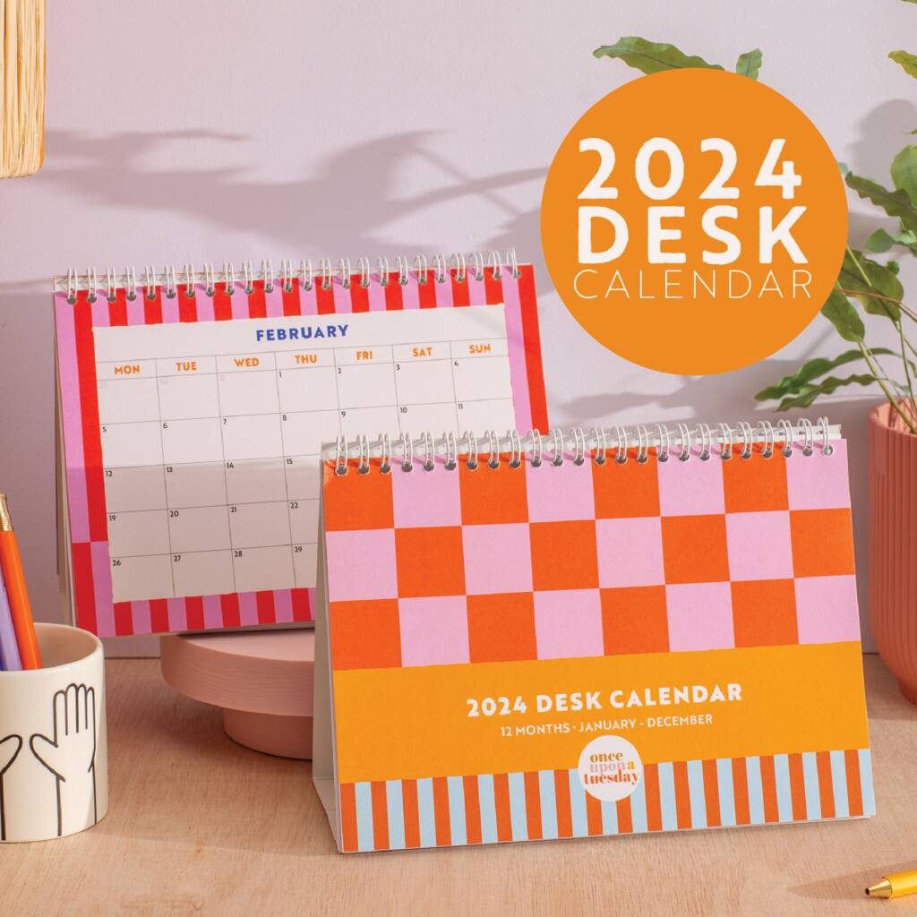 2024 Desk Calendar | Checks And Stripes By Good Tuesday