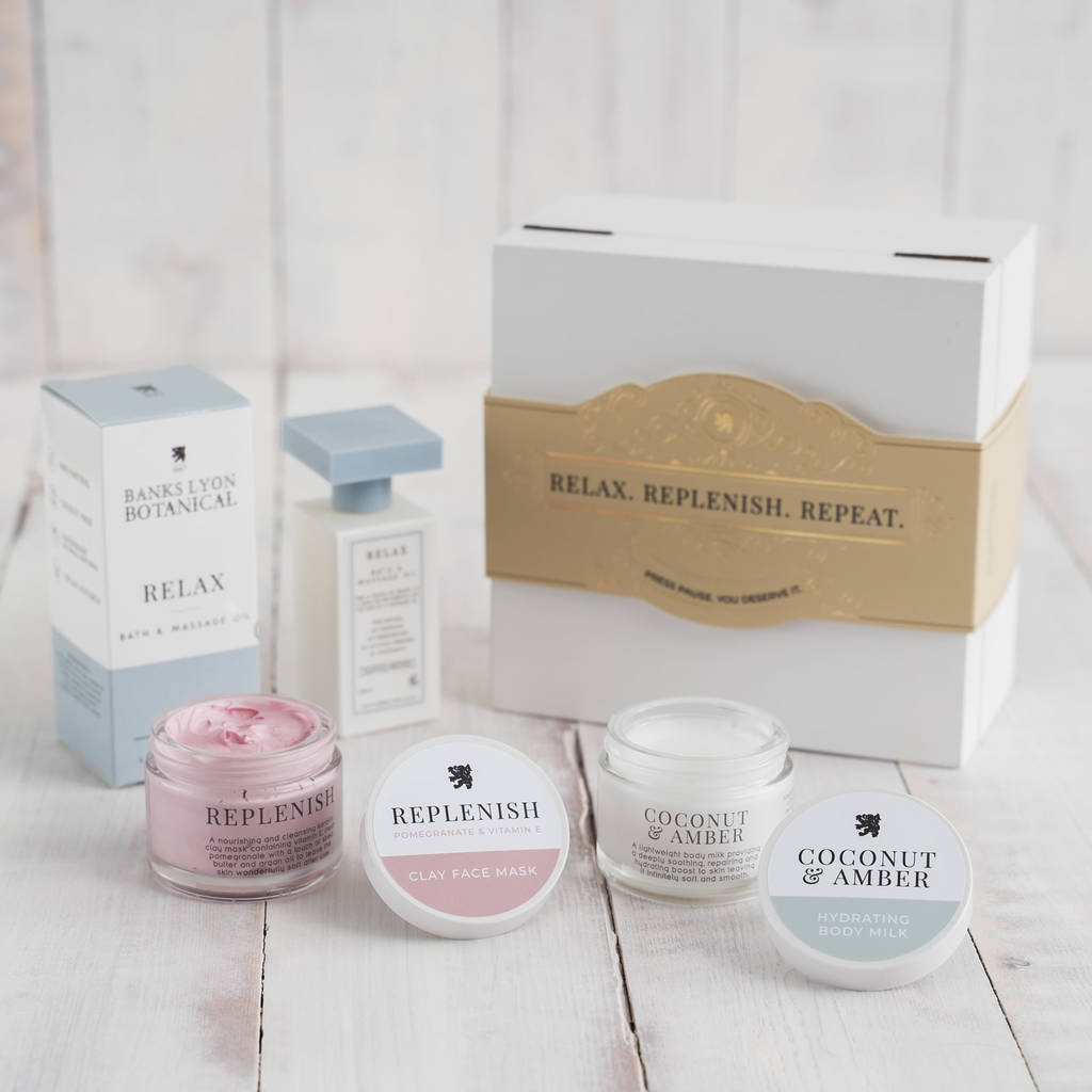 Relax. Replenish. Repeat. Personalised Skincare Box By Banks Lyon ...