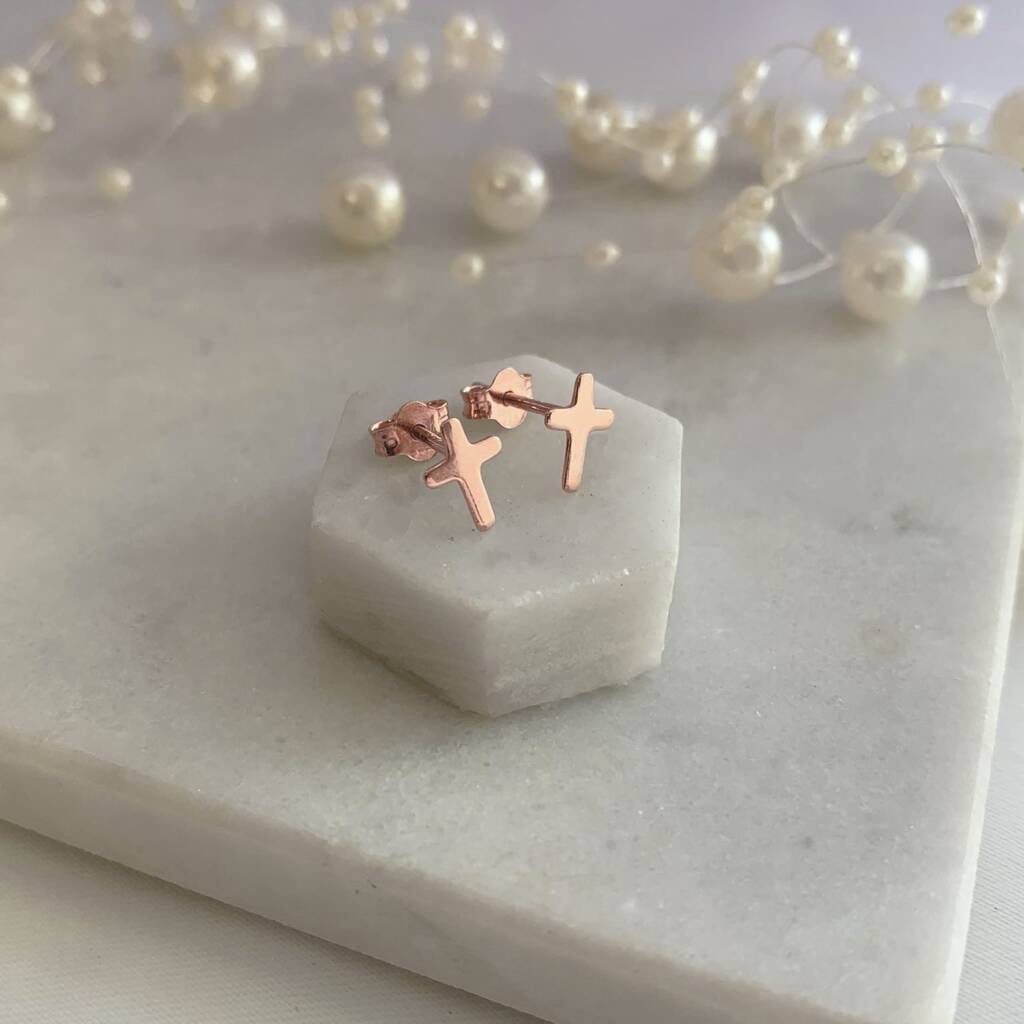 Rose Gold Cross Earrings 'On Your Confirmation' By The Little Keepsake ...