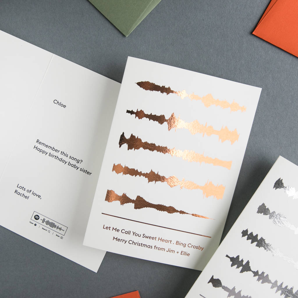 Metallic Favourite Song Soundwave Greetings Card By Yve Print Co.