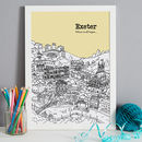 personalised exeter print by tessa galloway illustration ...