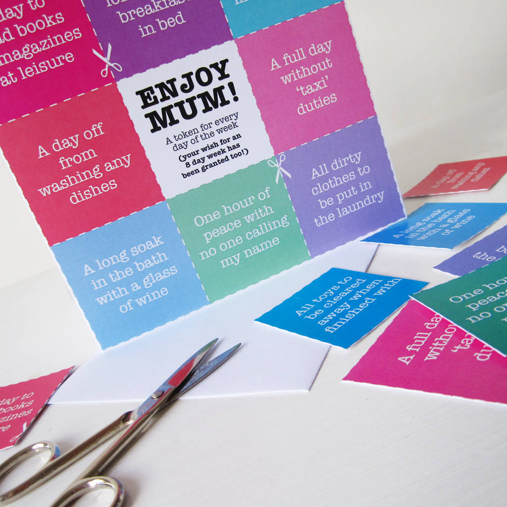 mums tokens card by mrs l cards | notonthehighstreet.com