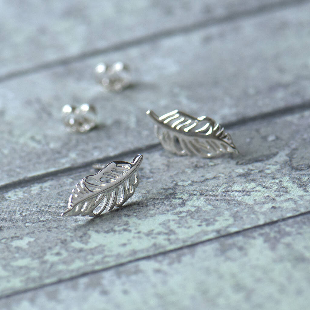Dancing Feather Sterling Silver Stud Earrings By Grace & Valour ...
