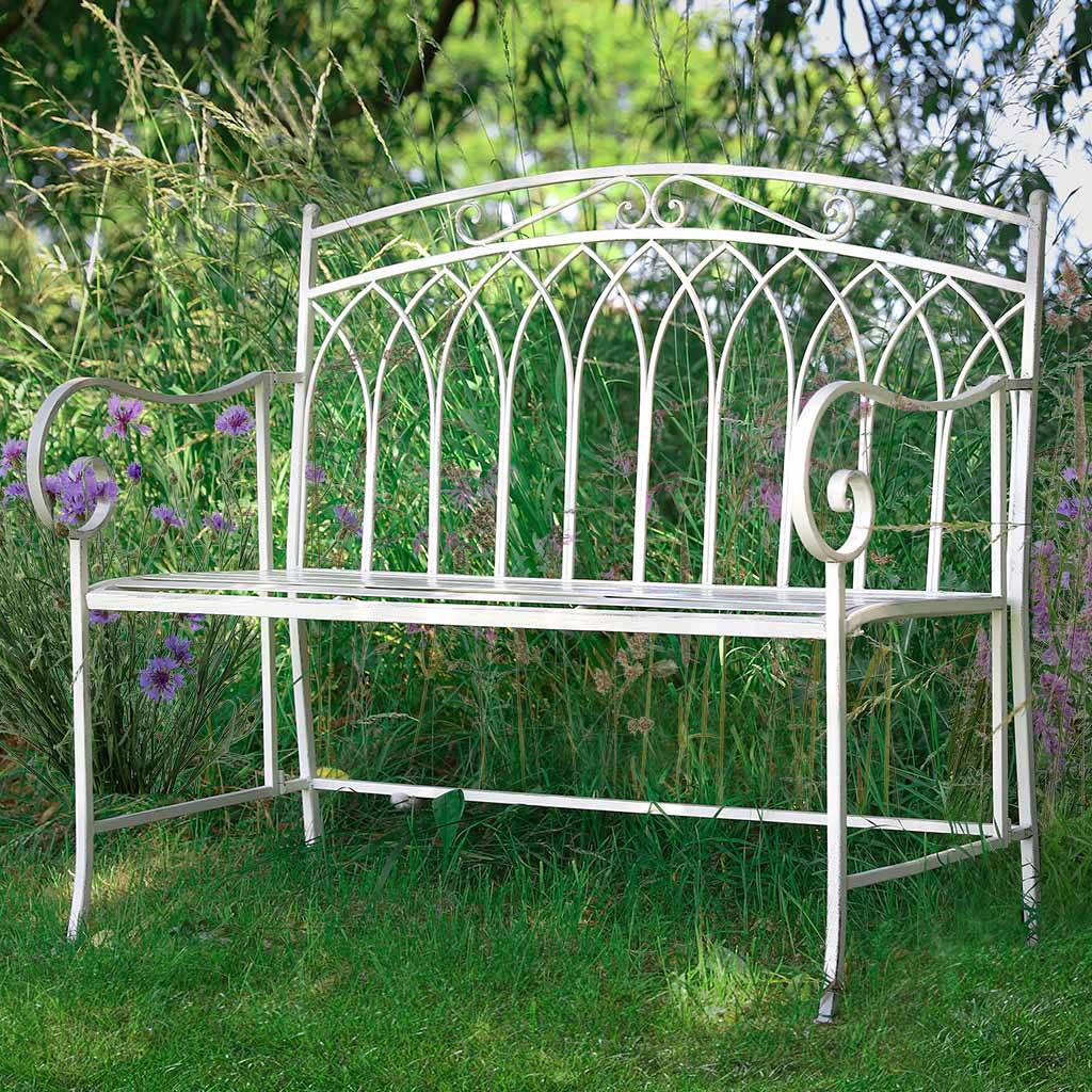 Cream Iron Arched Back Garden Bench By Dibor | notonthehighstreet.com